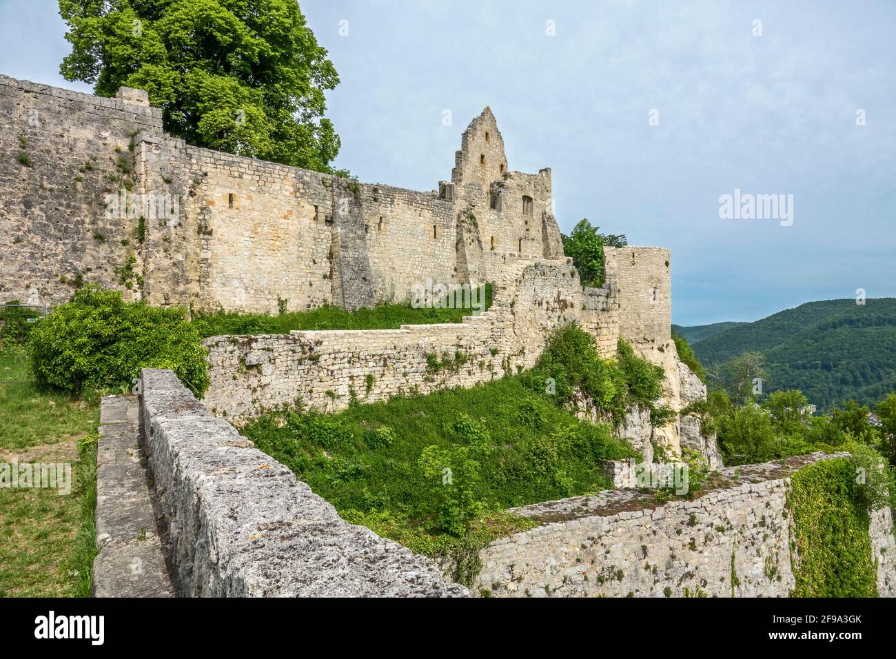 Germany, Baden-Wuerttemberg, Bad Urach, ruins of Hohenurach Castle, in ...