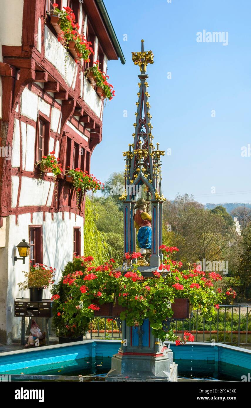 Germany, Baden-Württemberg, Riedlingen, the "Schwedenbrunnen" takes its ...