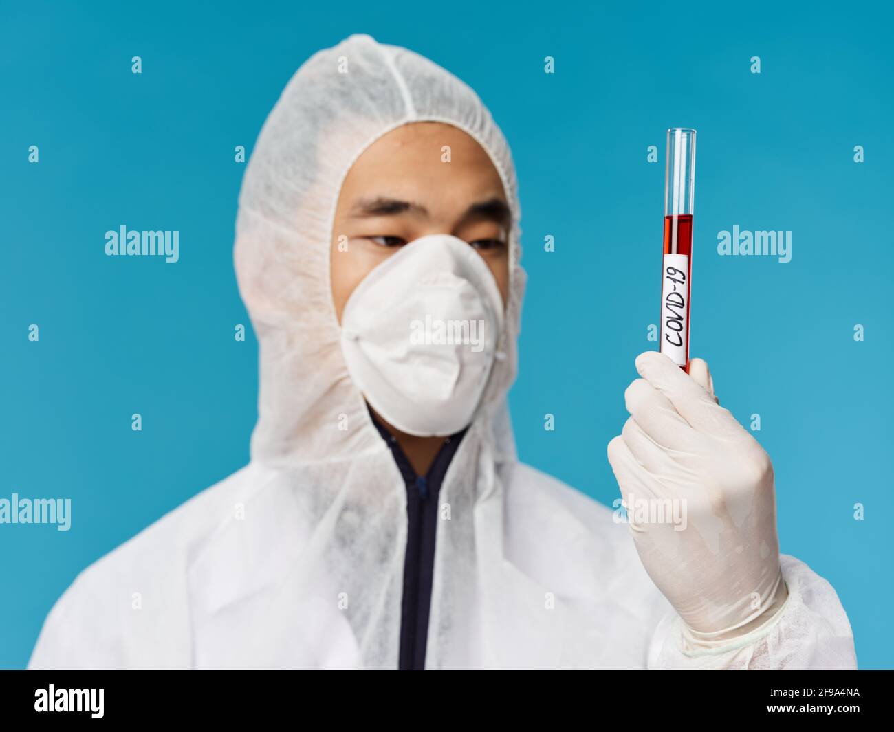 Male laboratory assistant diagnostics blood test research one ...