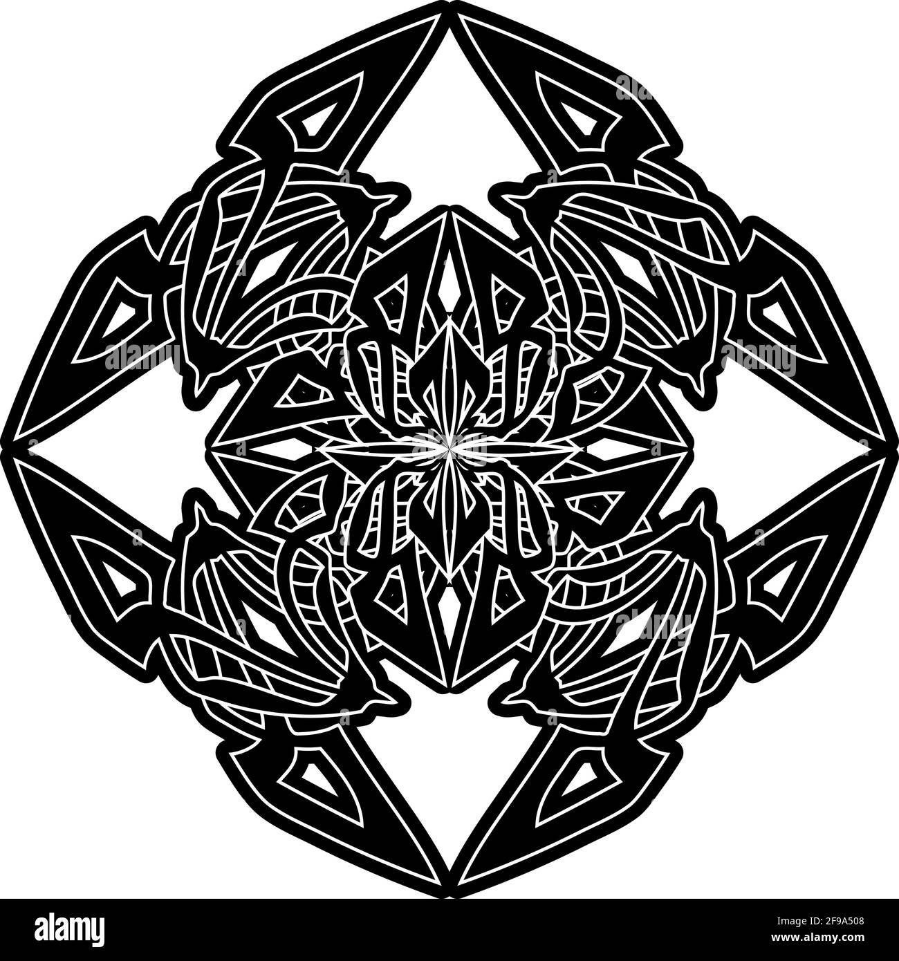 isolated dark gothic abstract mandala in celtic viking medieval style ...