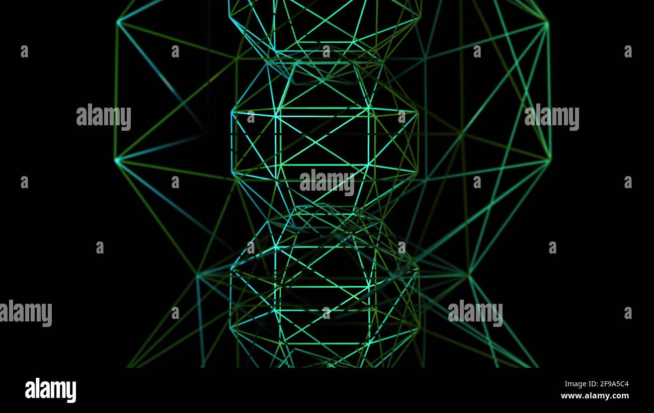 3D illustration - Complex abstract wire frame shape in black background ...