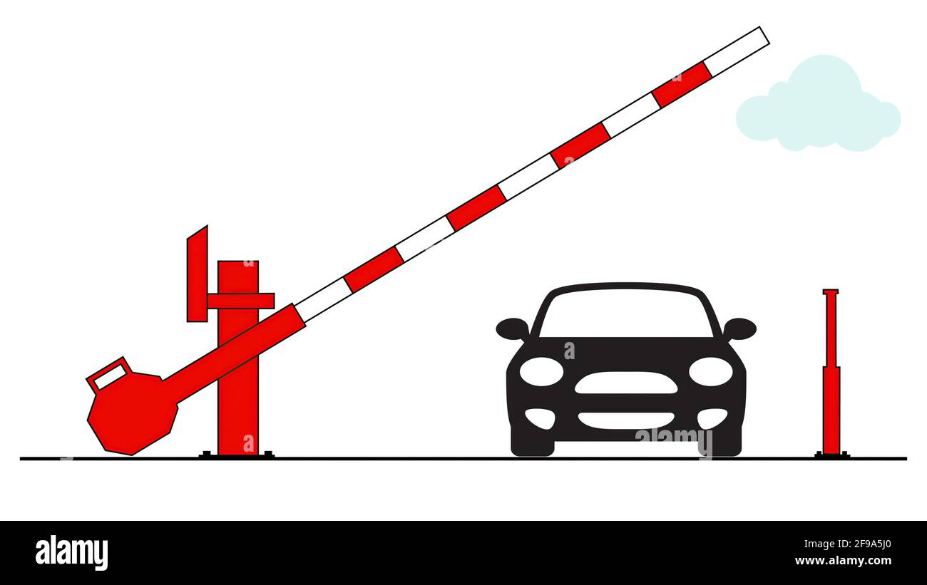 2d illustration of Manual Rising Arm Barriers on white background Stock ...
