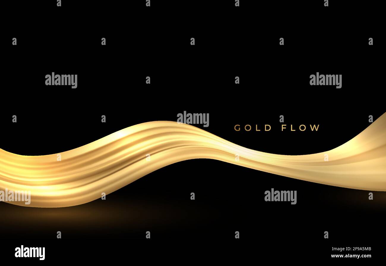 Abstract Gold Waves. Shiny golden moving lines design element for ...