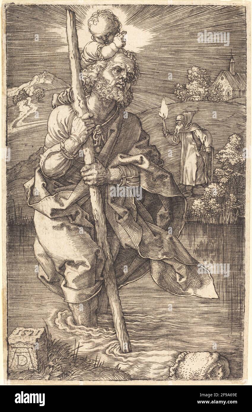 Saint christopher carrying the infant christ hi-res stock photography ...