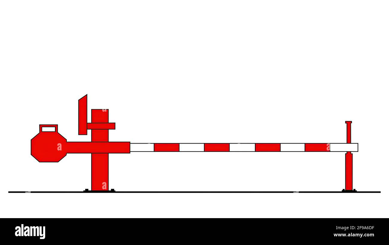 2d illustration of Manual Rising Arm Barriers on white background Stock ...