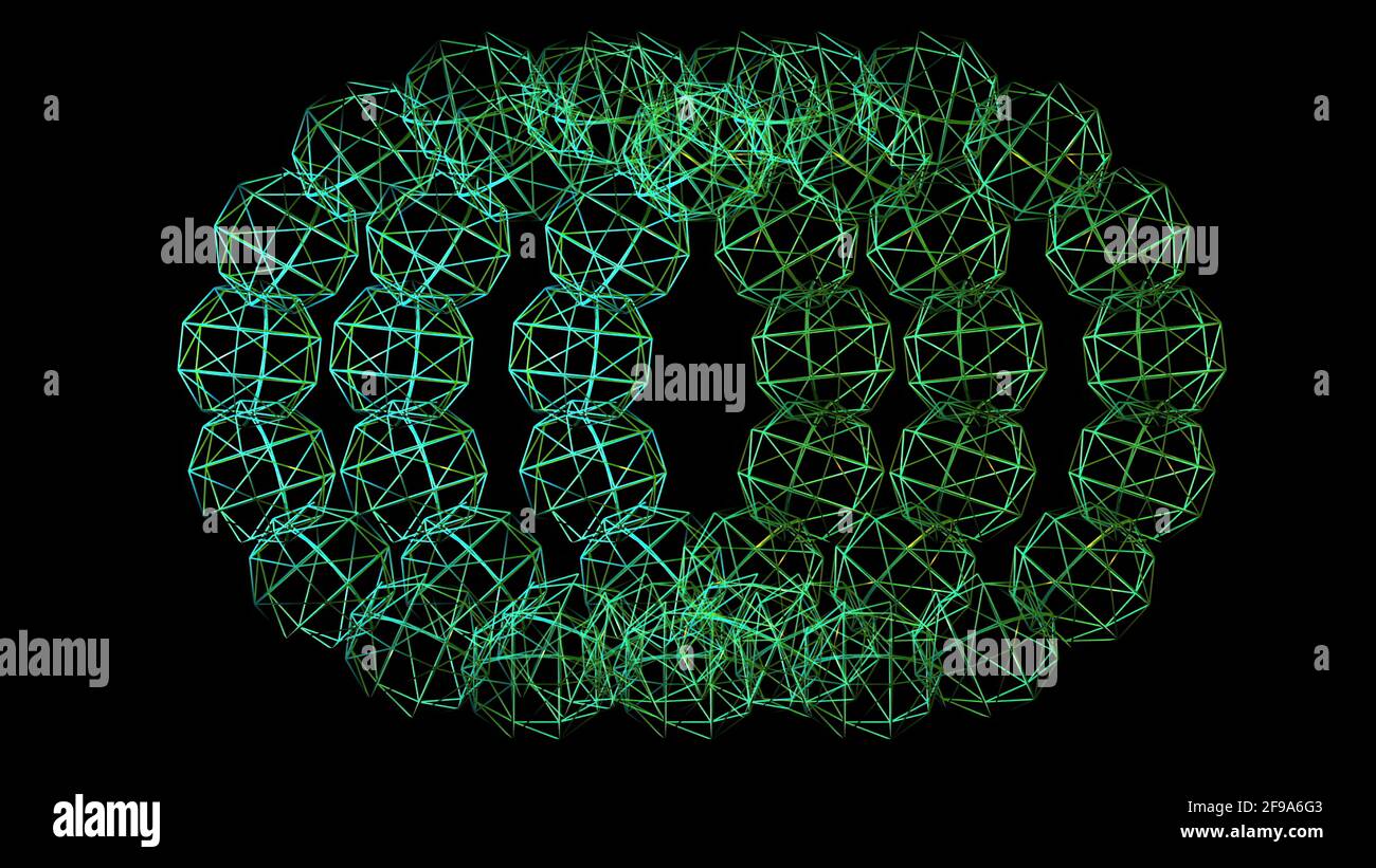 3D illustration - Complex abstract wire frame shape in black space ...