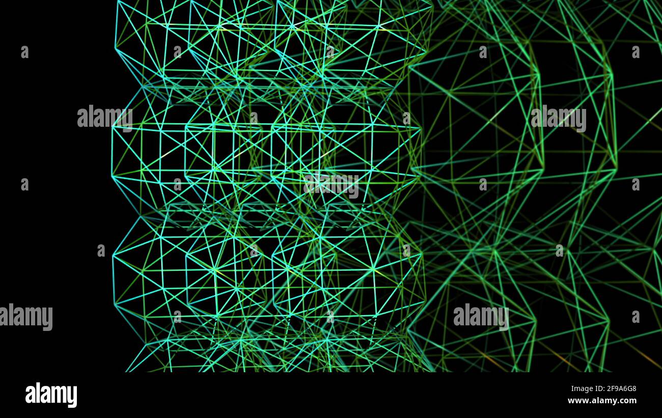 3D illustration - Complex abstract wire frame shape in black space ...