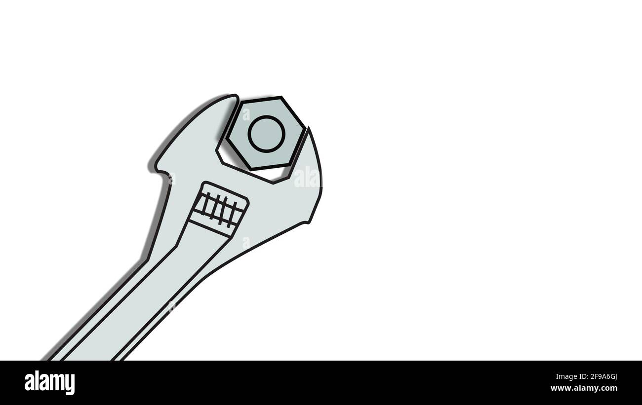 2D illustration of bolt and spanner Stock Photo - Alamy