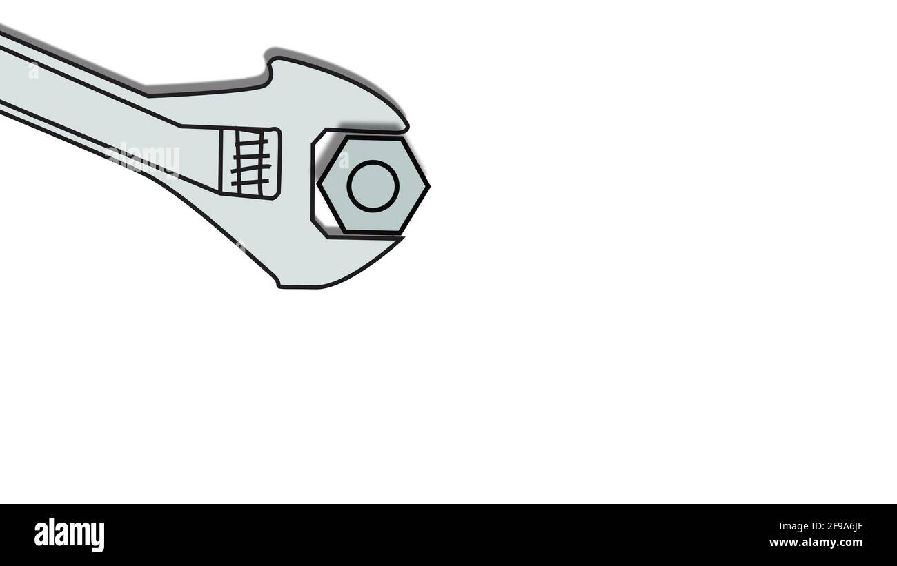 2D illustration of bolt and spanner Stock Photo - Alamy