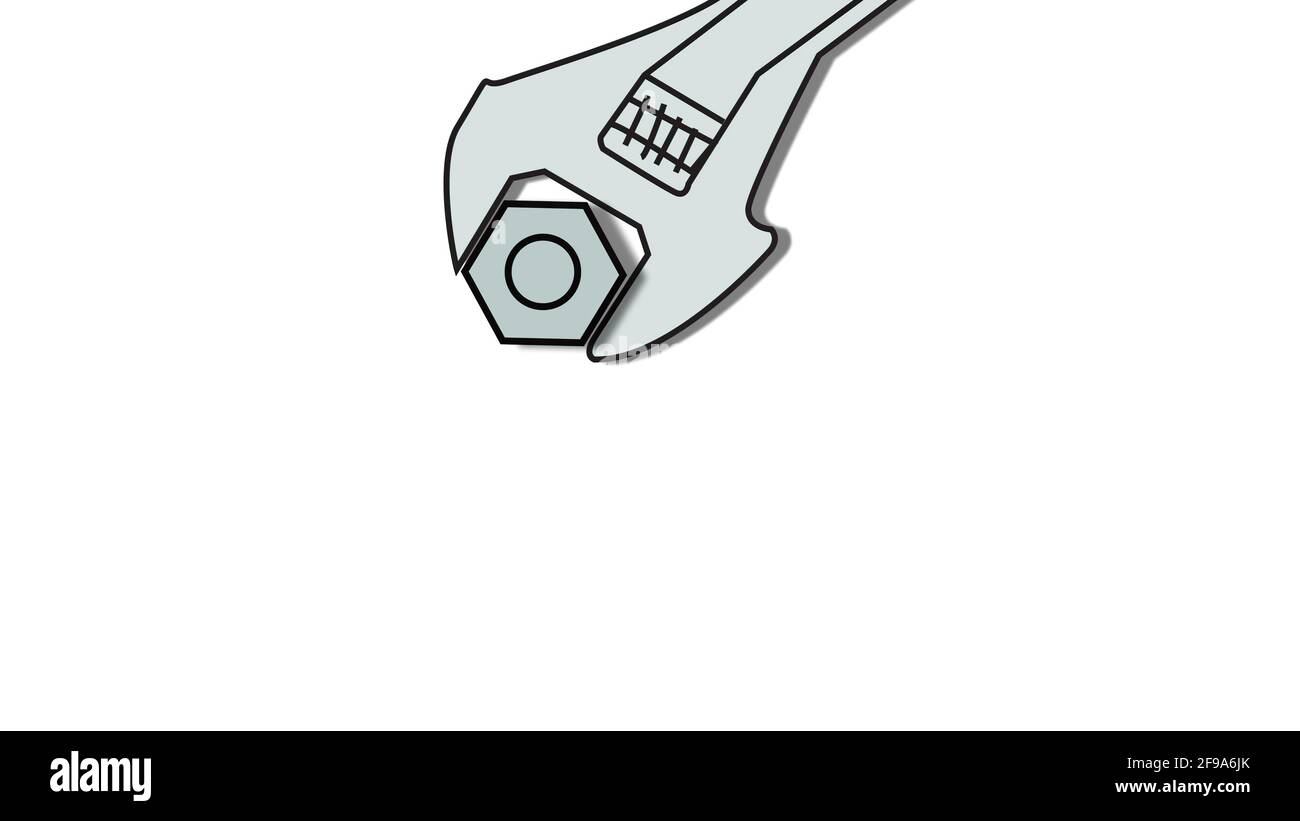 2D illustration of bolt and spanner Stock Photo - Alamy