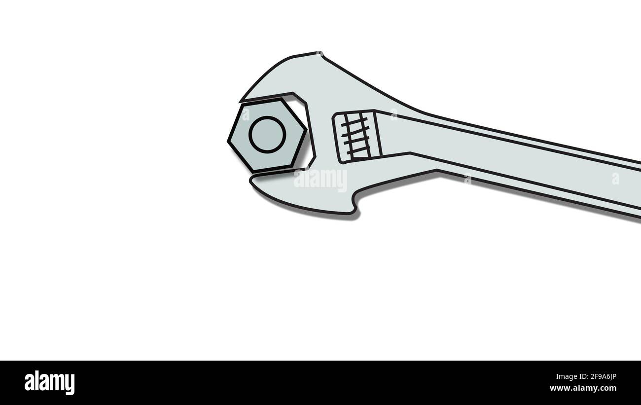 2D illustration of bolt and spanner Stock Photo - Alamy