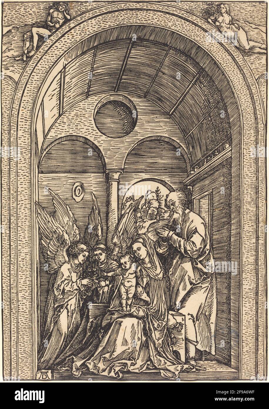 The Holy Family with Two Angels in a Vaulted Hall, c. 1504 Stock Photo ...