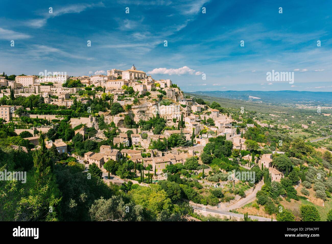 Gordes, Provence, France. Beautiful Scenic View Of Medieval Hilltop ...