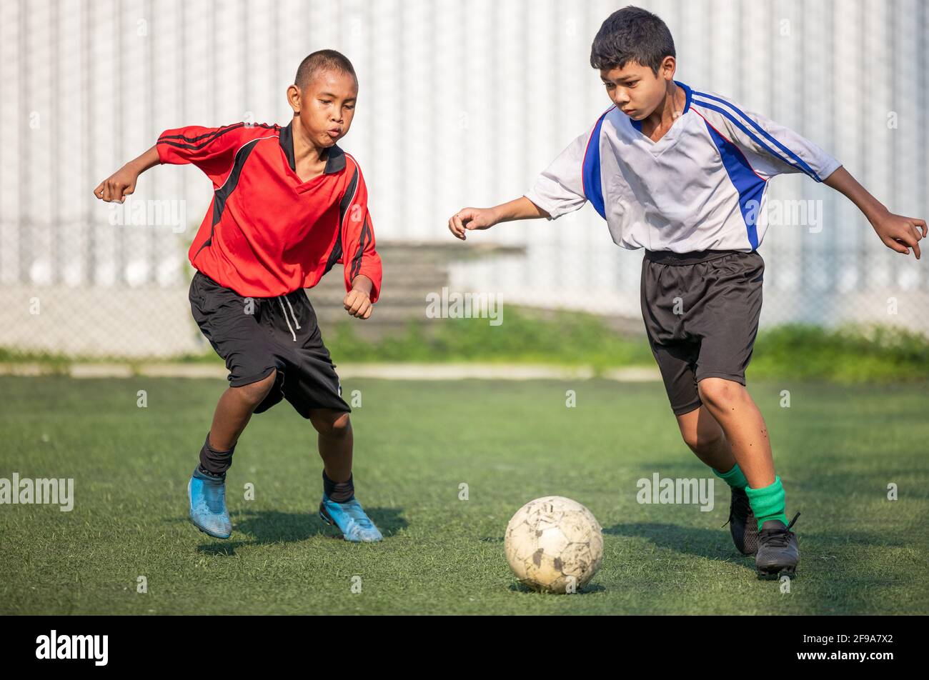 Running Soccer Football Players. Footballers Kicking Football Match ...