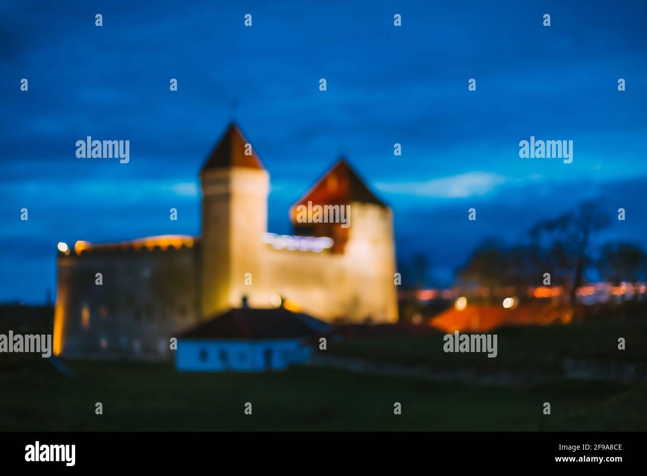 Kuressaare, Saaremaa Island, Estonia. Episcopal Castle In Evening Blue ...