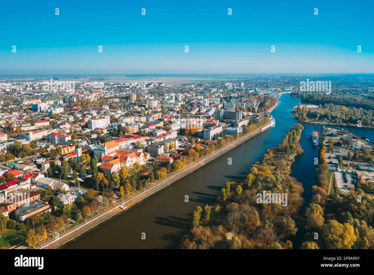 Pinsk, Brest Region, Belarus. Pinsk Cityscape Skyline In Autumn Morning ...