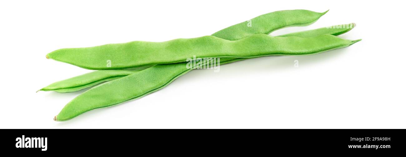 Fresh green Pea Pods isolated on a white background. Green beans string ...