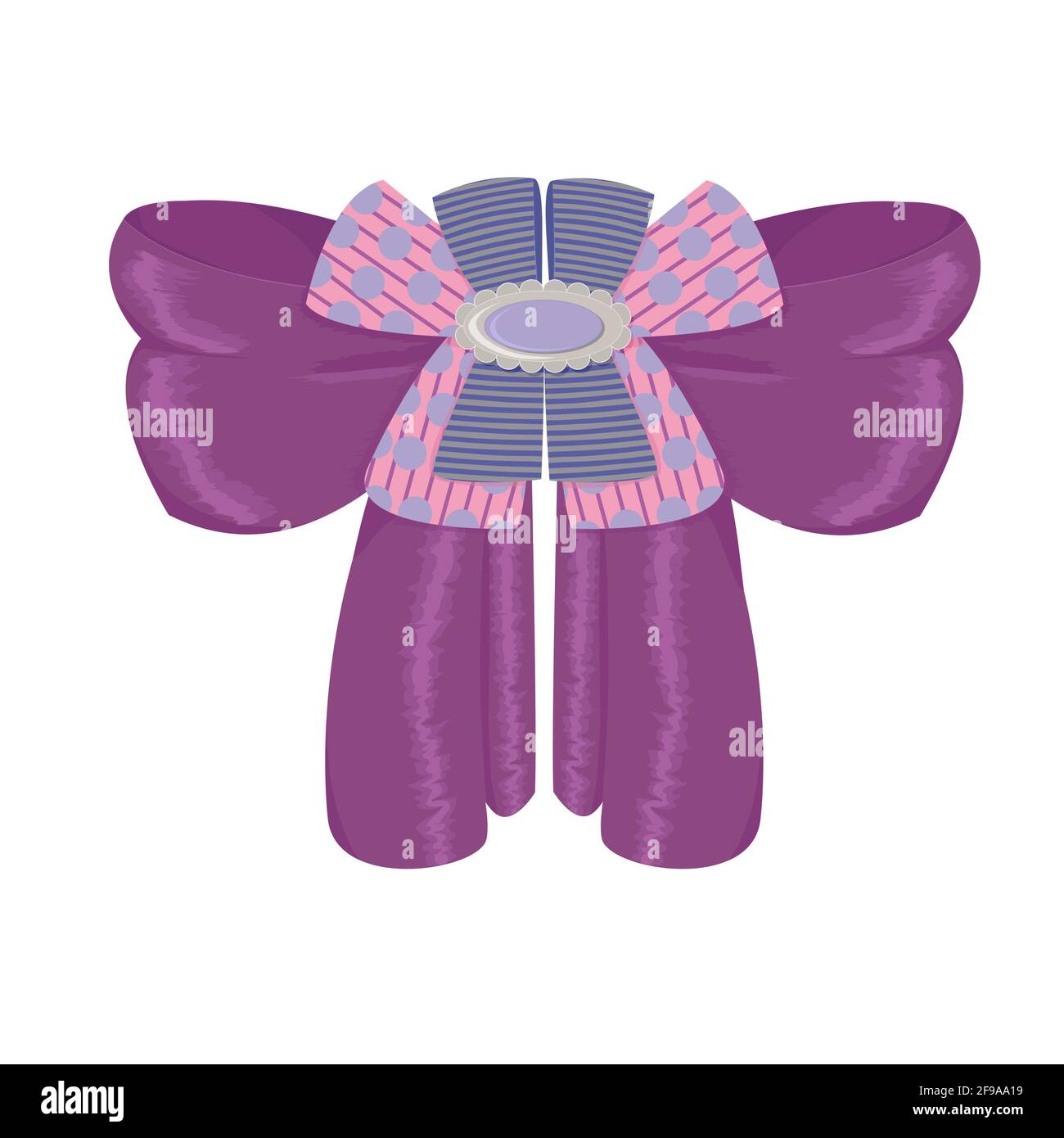 Decorative purple bow with jewelry brooch. A harmonious combination of ...