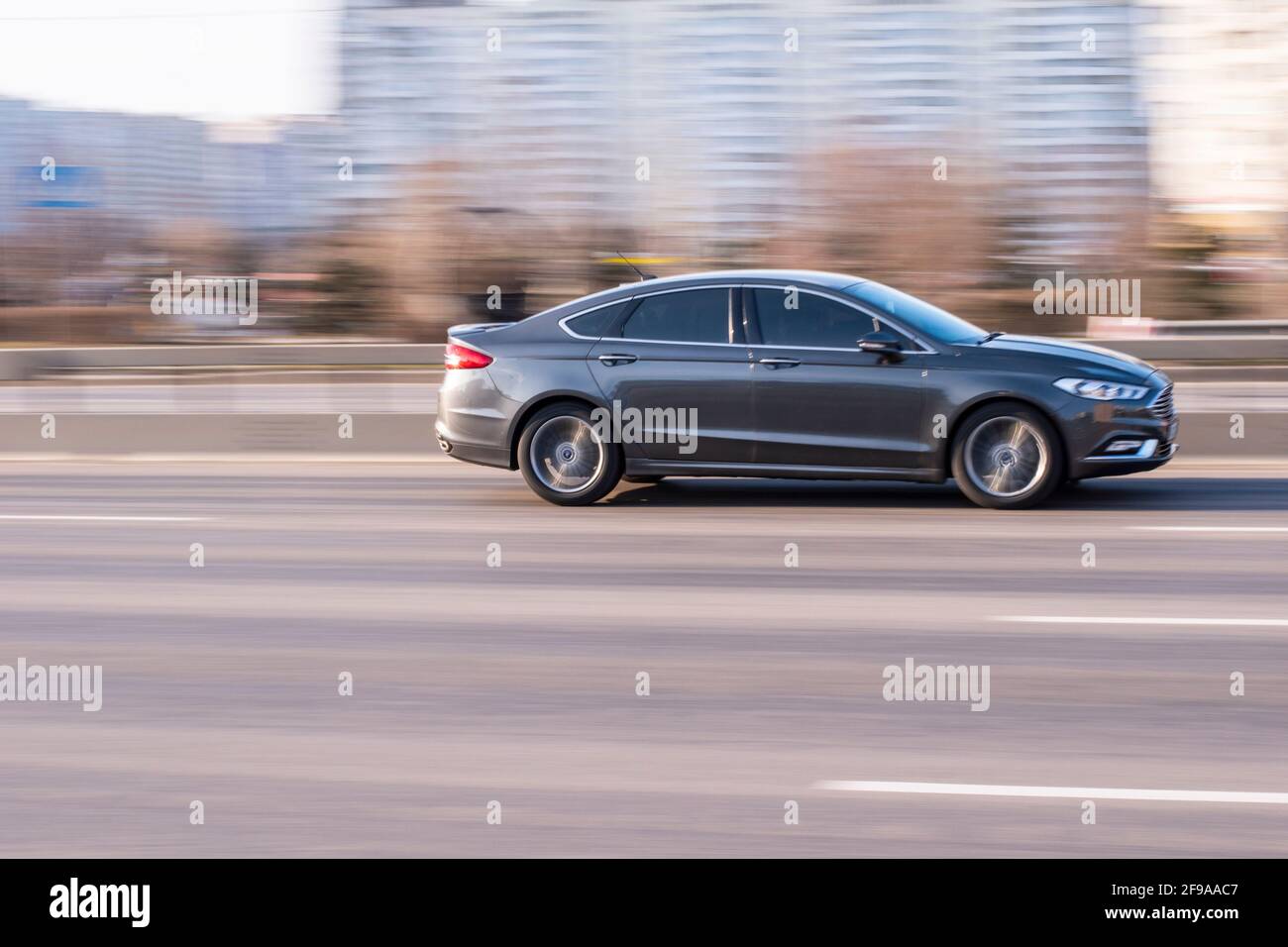 Ukraine, Kyiv - 21 March 2021: Gray Ford Fusion (North America) car ...