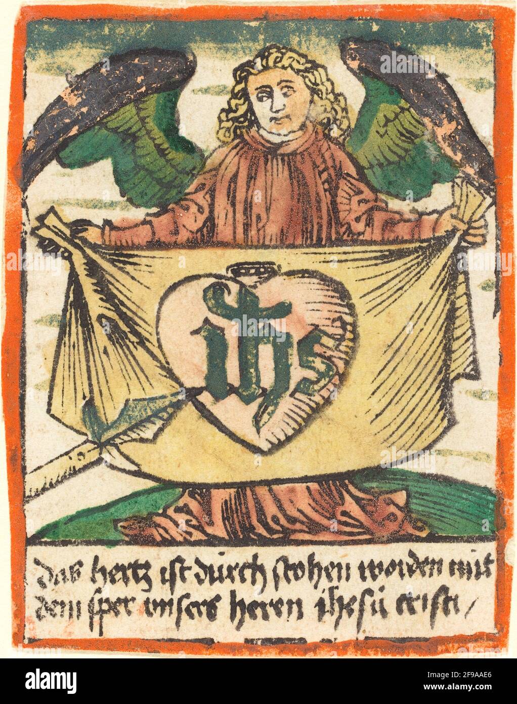 Sacred Monogram in a Sacred Heart on a Cloth Held by an Angel, c. 1480 ...