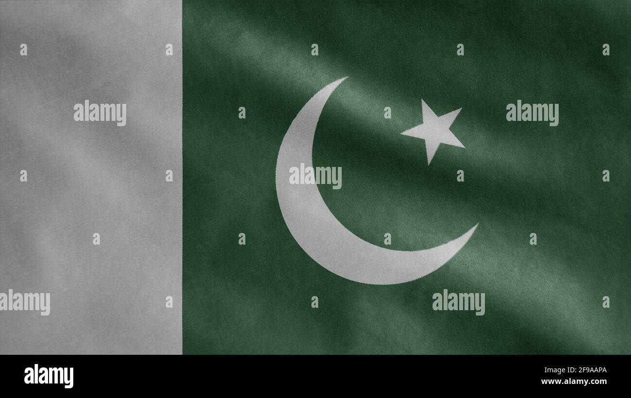 Pakistani flag waving in the wind. Close up of Pakistan banner blowing ...