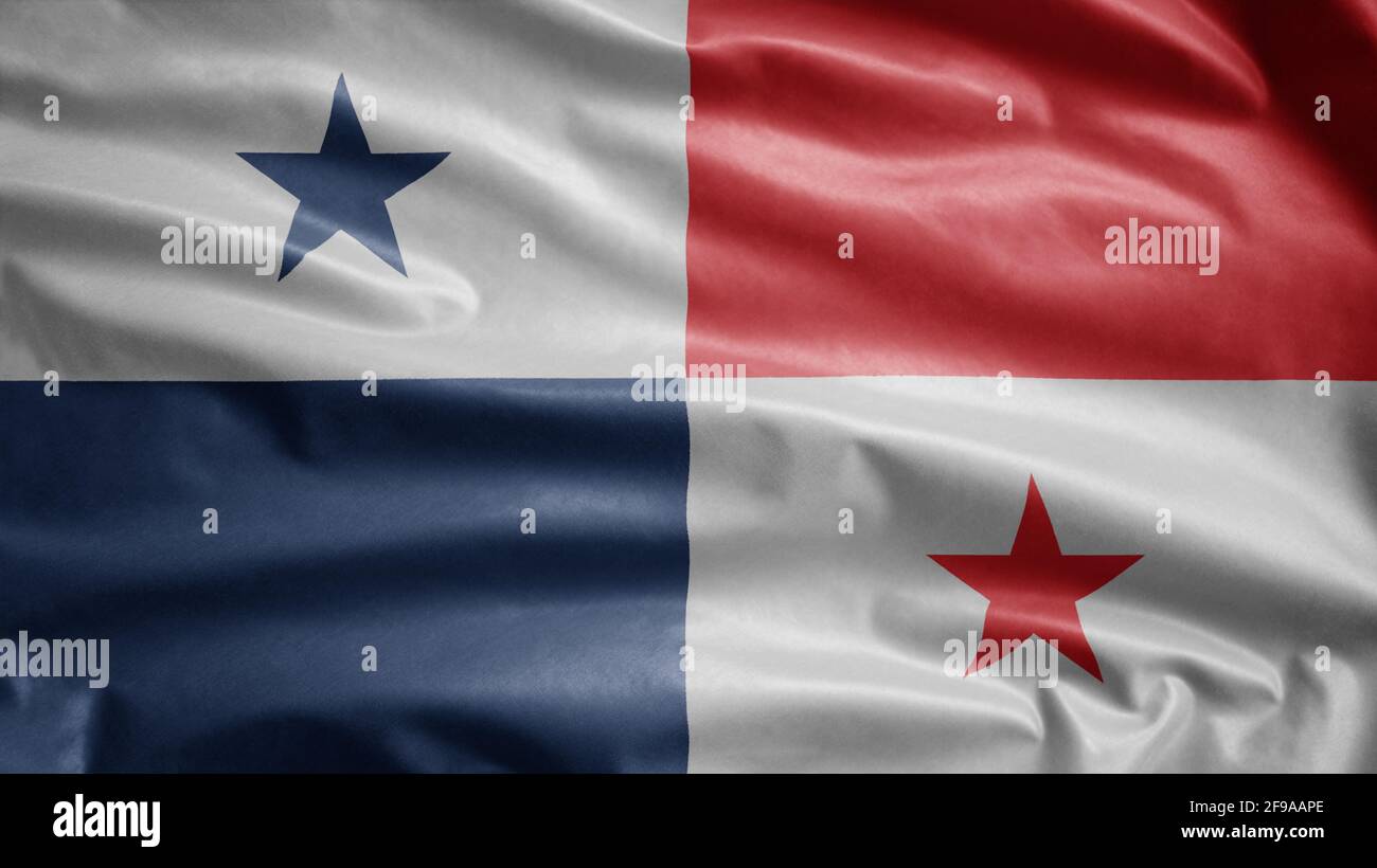 Panamanian flag waving in the wind. Close up of Panama banner blowing ...