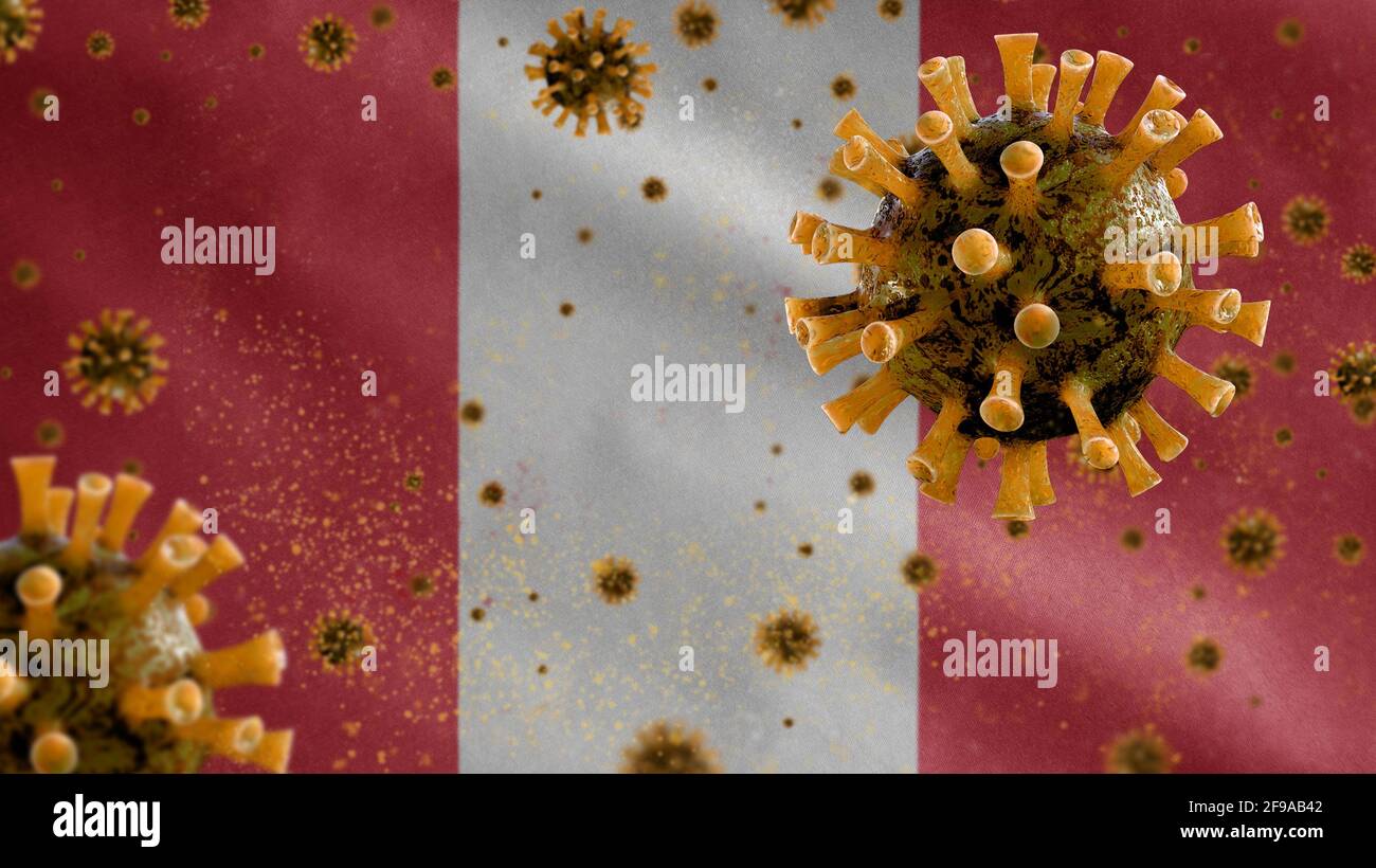 3D, Peruvian flag waving with coronavirus outbreak infecting ...