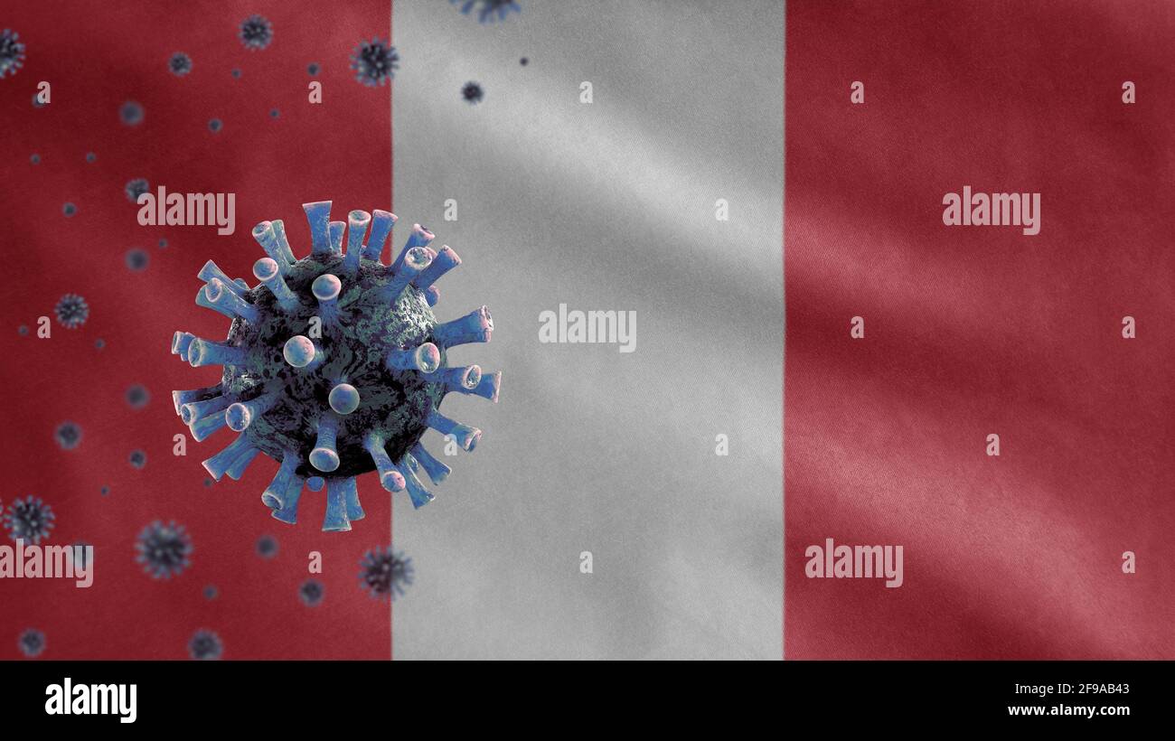 3D, Peruvian flag waving and Coronavirus 2019 nCov concept. Asian ...