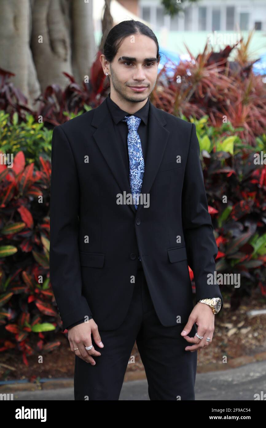 Sydney, Australia. 17th April 2021. Isaiah Firebrace, singer attends ...