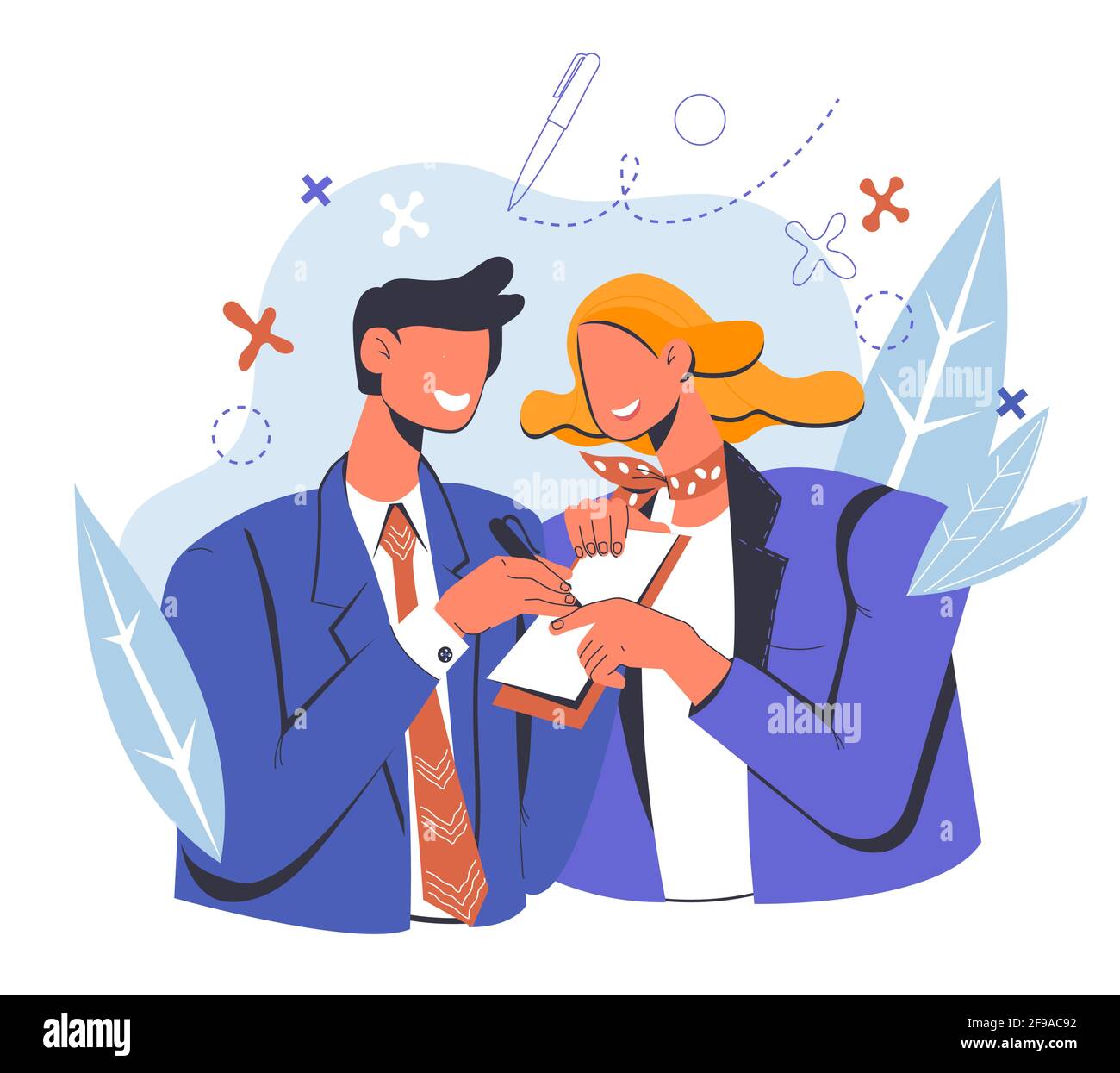 Business people signing a business contract or partnership agreement ...