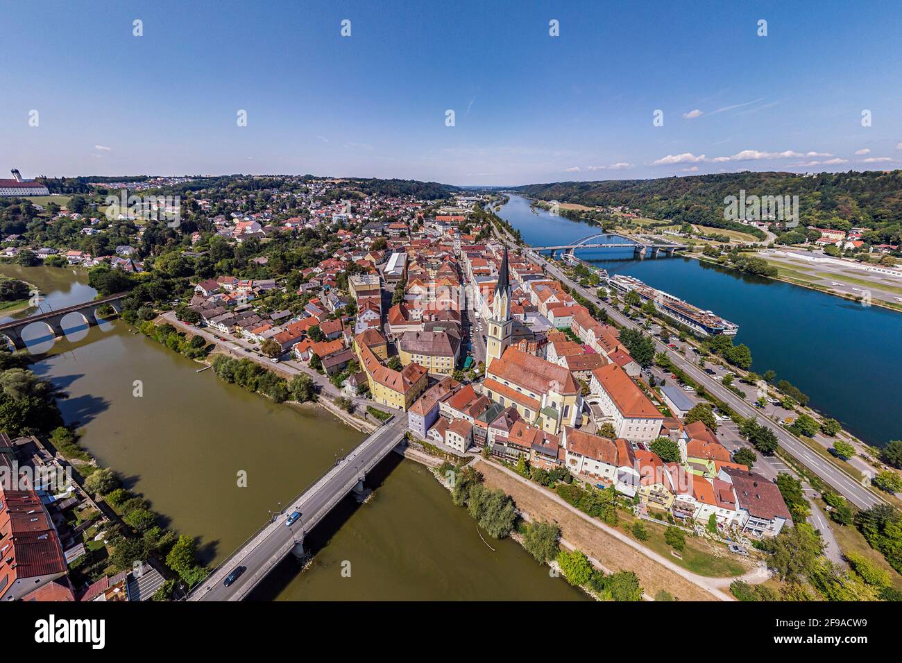 Aerial view to Vilshofen on the Danube Stock Photo - Alamy