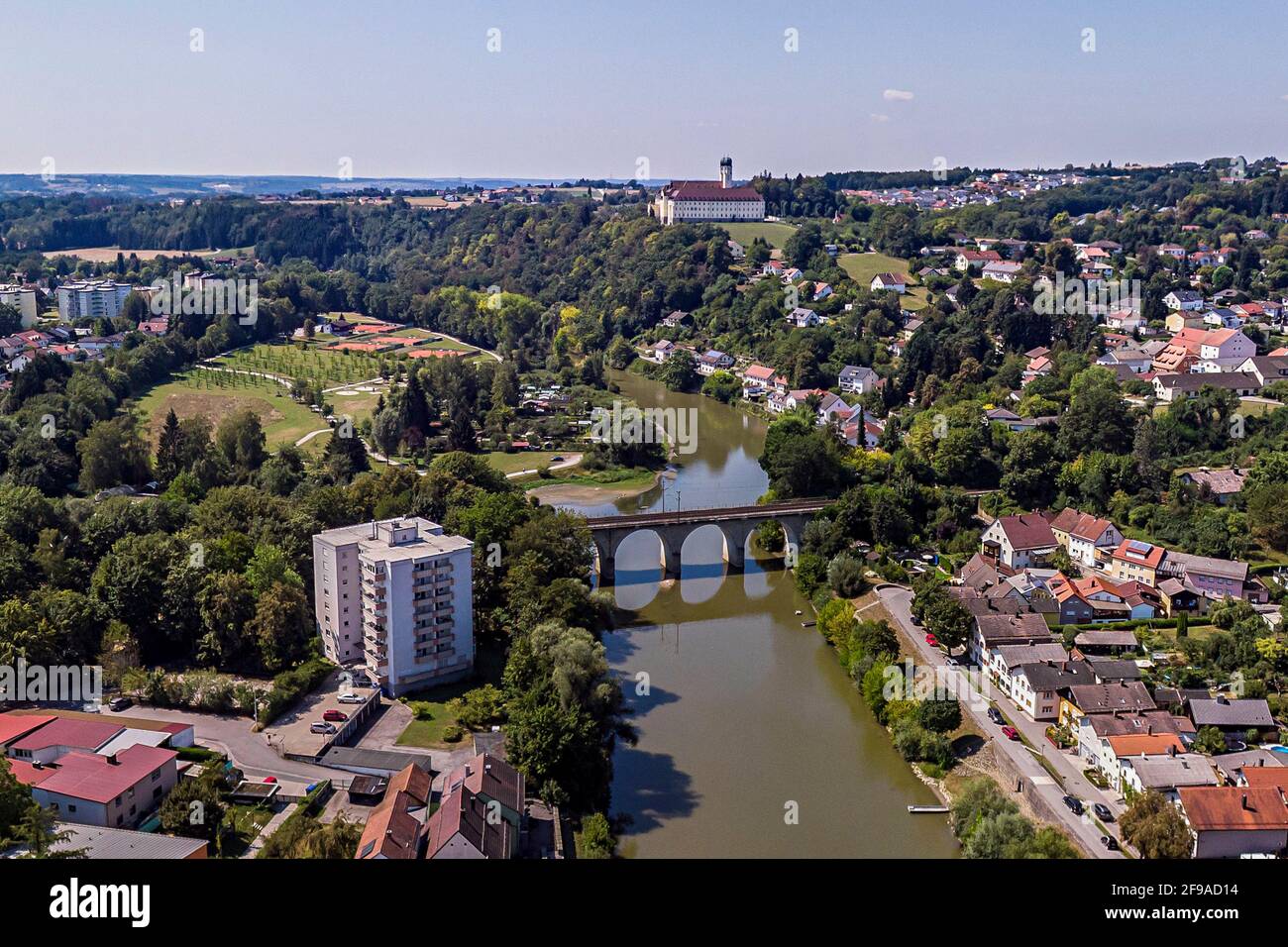 Aerial view to Vilshofen on the Danube Stock Photo - Alamy