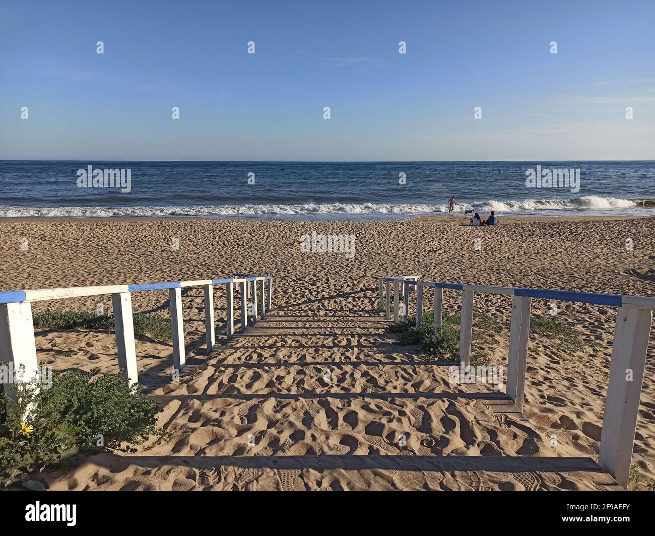 ISLA CRISTINA, SPAIN - Mar 17, 2021: Background of horizon on the beach ...