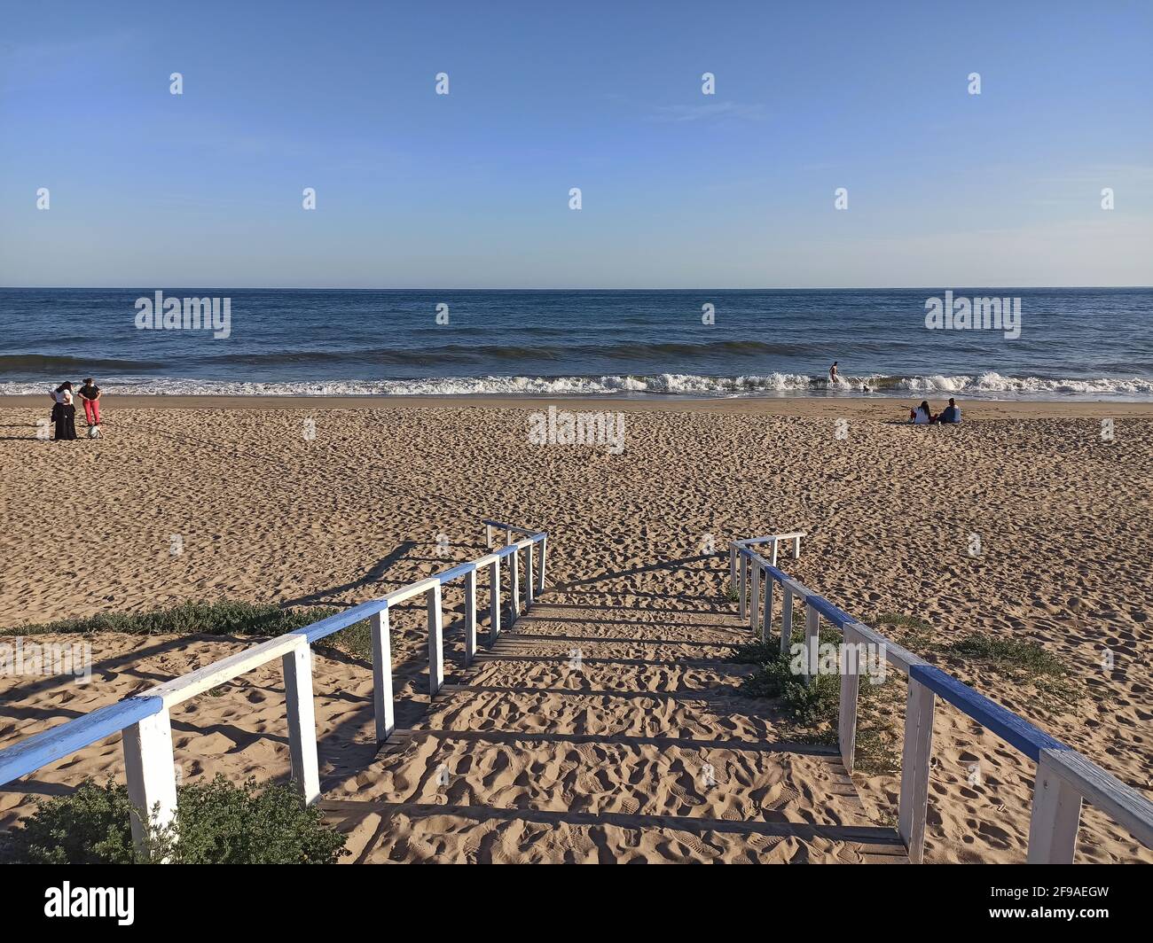 ISLA CRISTINA, SPAIN - Mar 17, 2021: Background of horizon on the beach ...