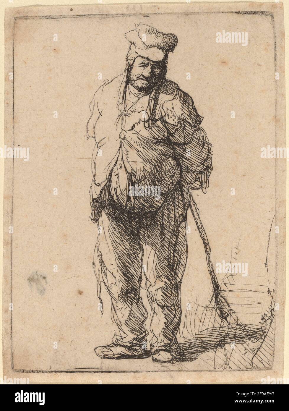 Ragged Peasant with His Hands behind Him, Holding a Stick, c. 1630 ...