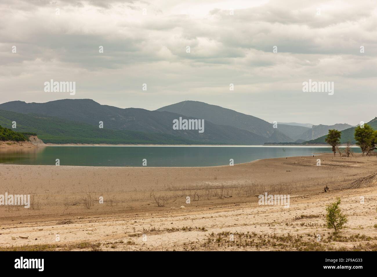 Low water in a reservoir in Spain Stock Photo - Alamy