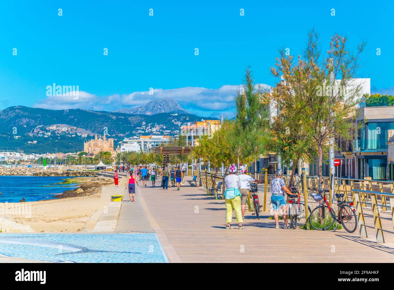 EL MOLINAR, SPAIN, MAY 19, 2017: Seaside promenade at El Molinar ...