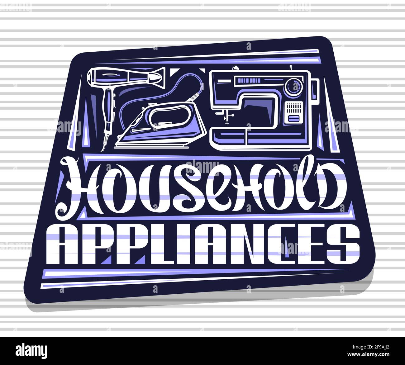 Vector logo for Household Appliances, dark decorative sign board with ...