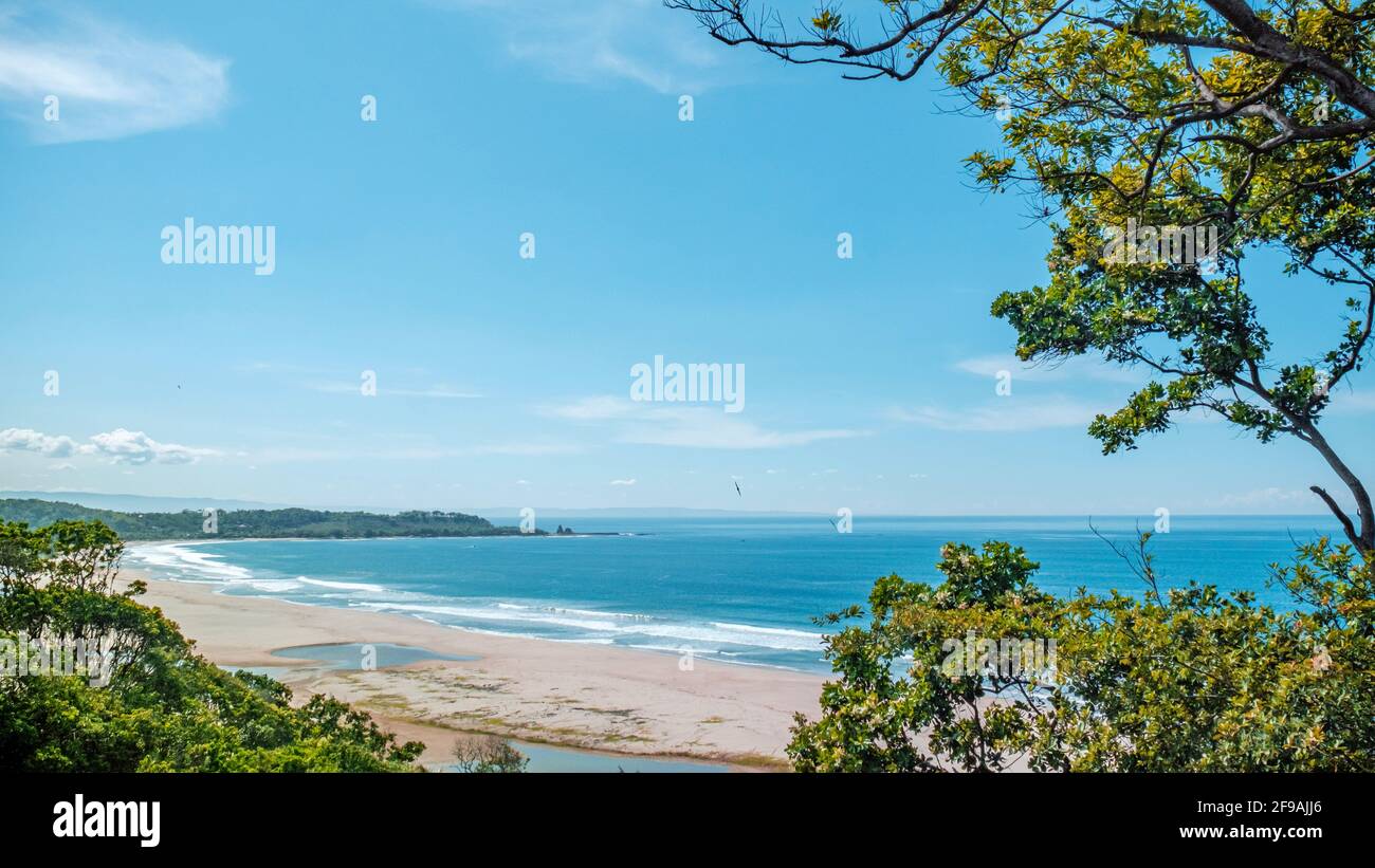 The blue and beautiful color of the Sawarna beach in Banten, Indonesia ...