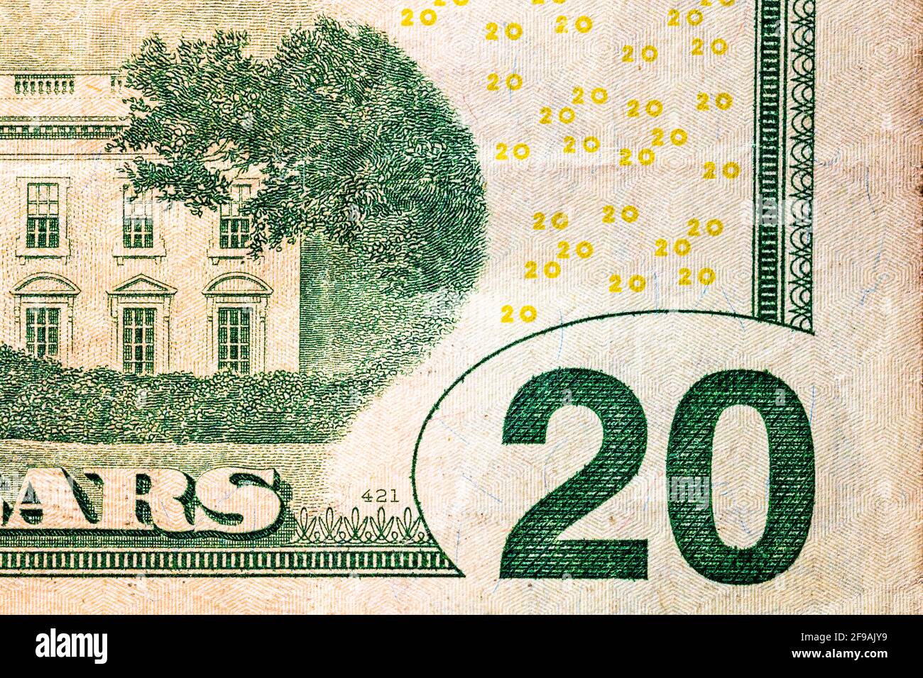 Selective focus on detail of USD banknotes. Close up macro detail of ...