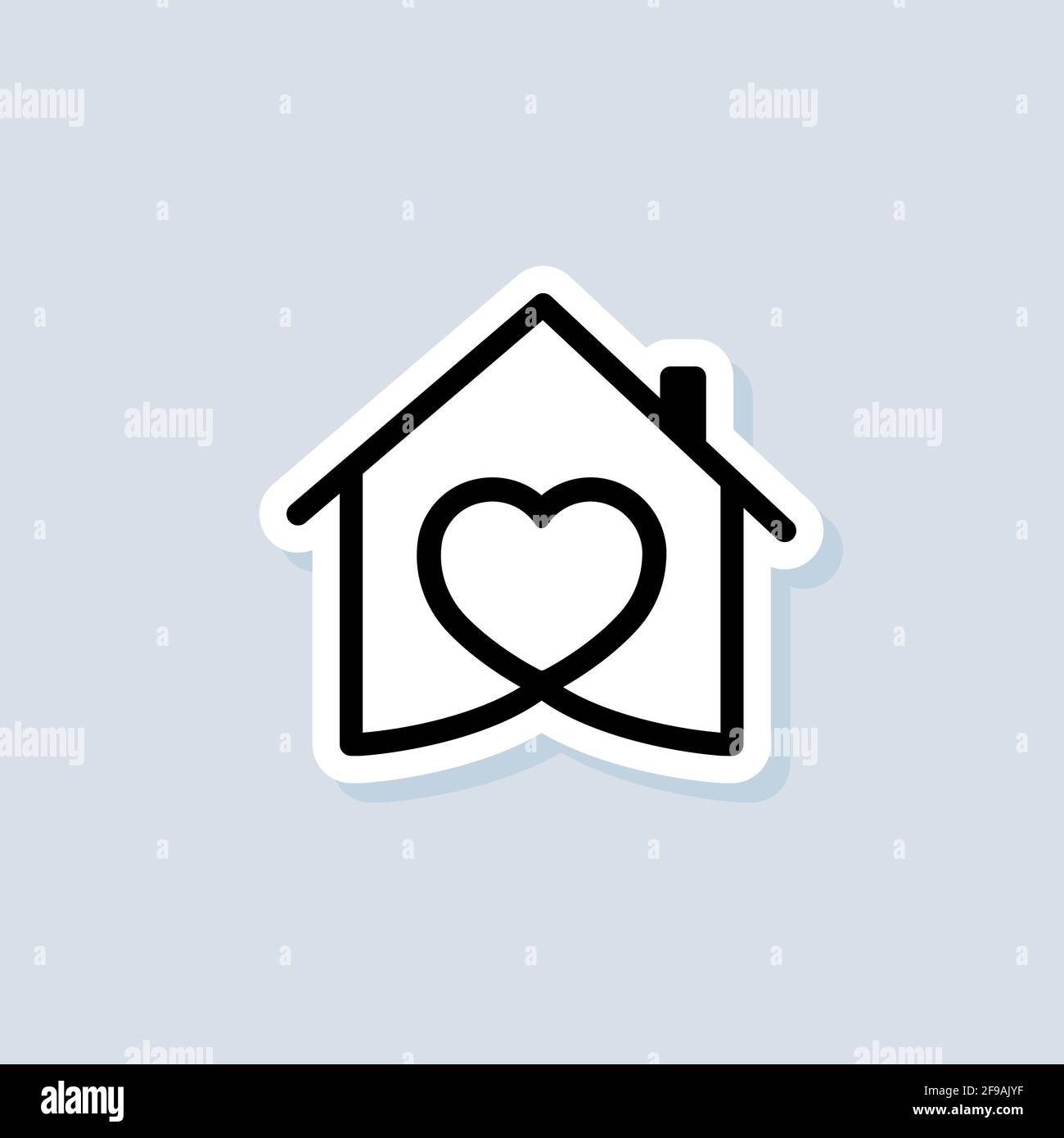 House with heart sticker, love home symbol. Hospital. Happy family ...