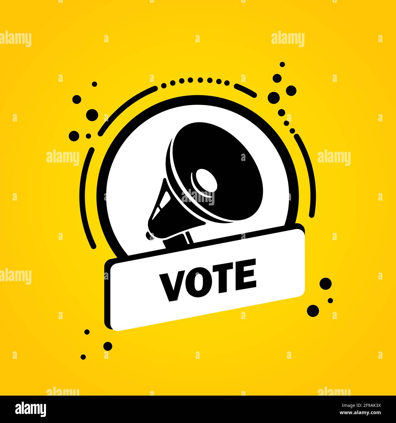 Megaphone with Vote speech bubble banner. Loudspeaker. Label for ...