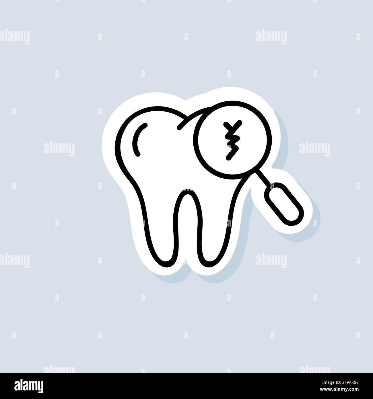 Cracked tooth sticker. Dental and medicine. Caring for teeth, broken ...