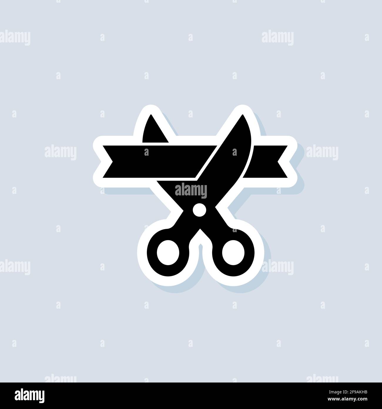 Grand opening sticker. Scissors cutting ribbon. UI icon. Opening icon ...