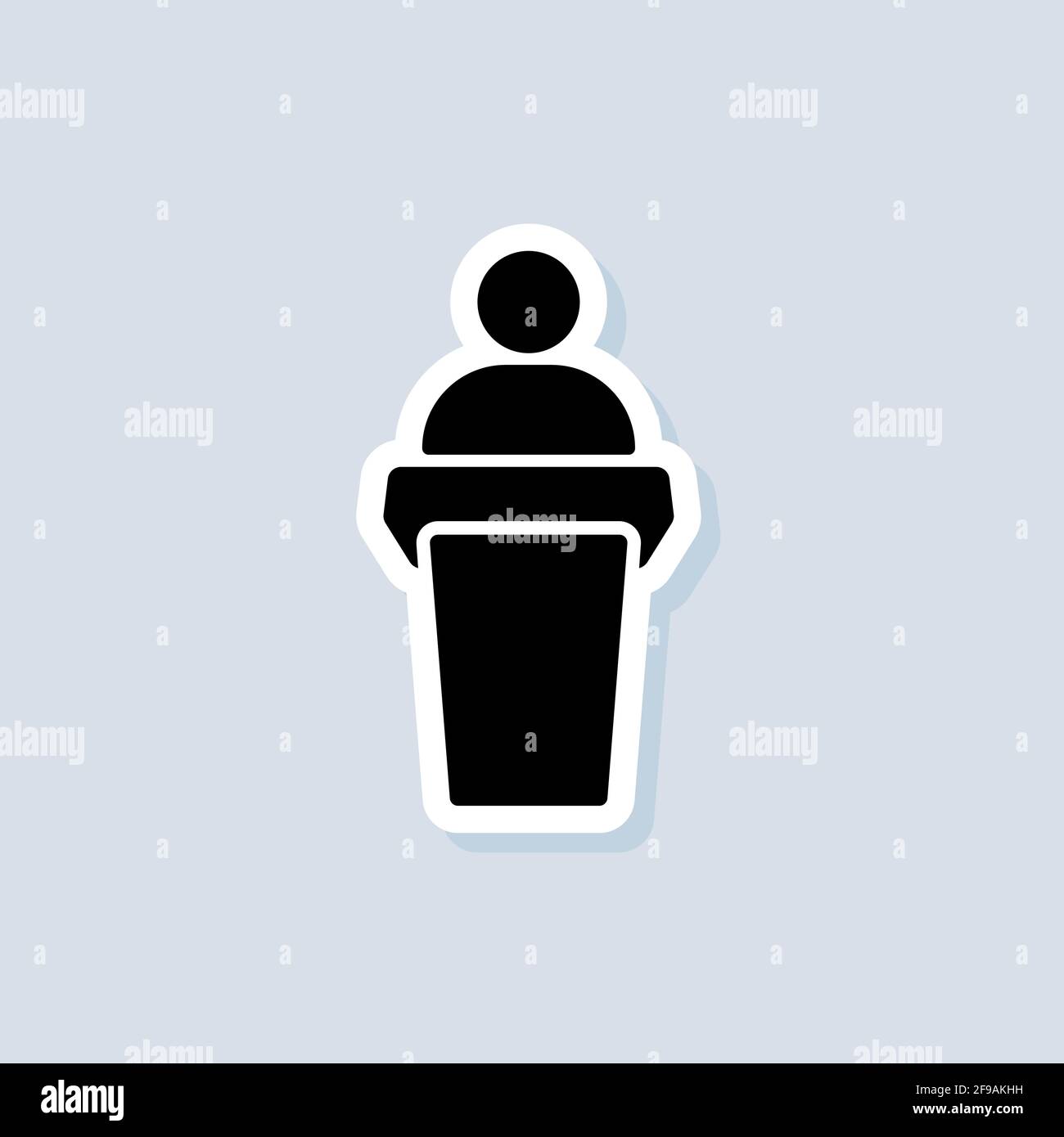 Speaker sticker. Speaker speaking from the podium. Training ...