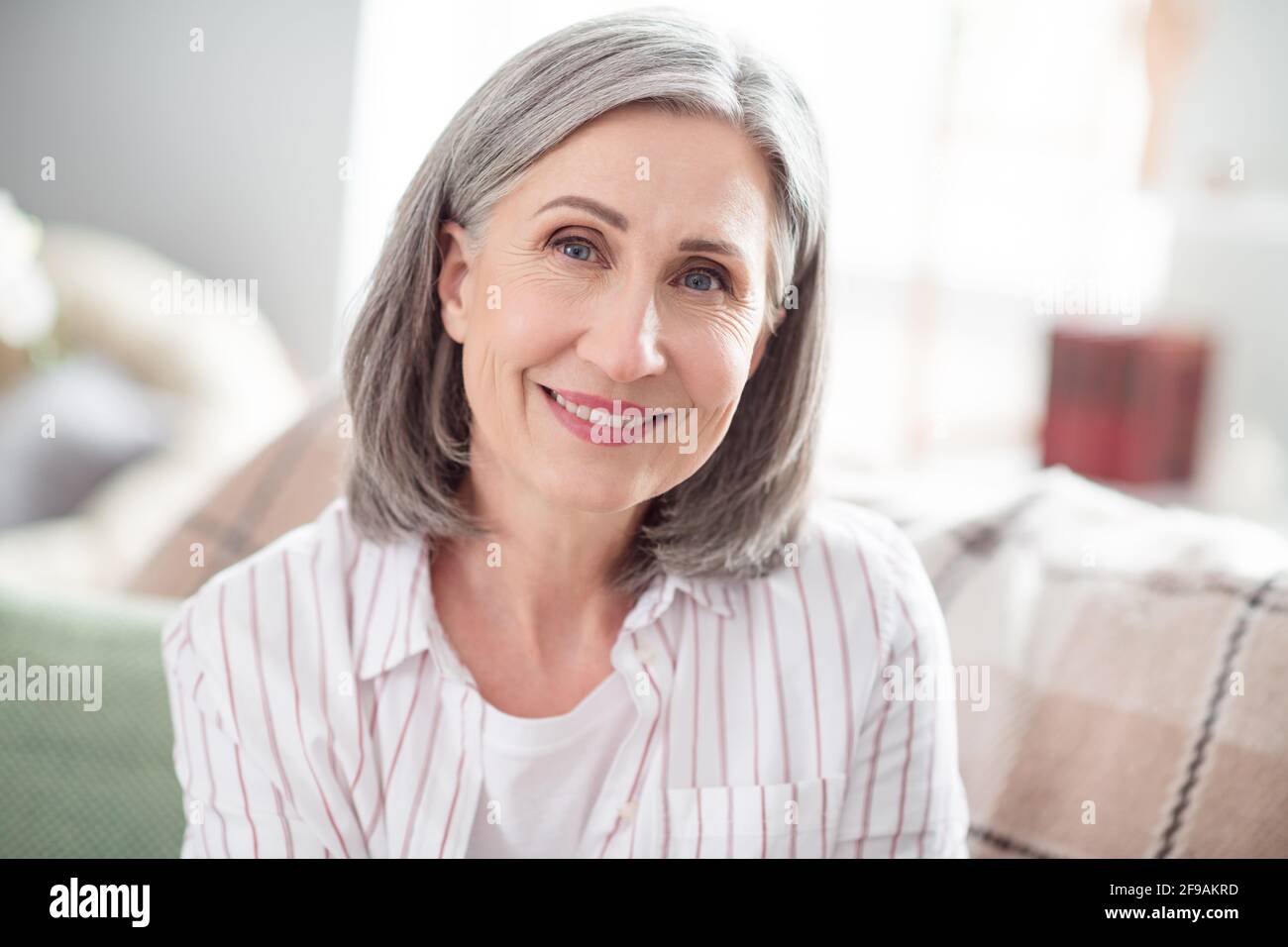 Photo of happy positive old lady smile good mood face weekend free time ...