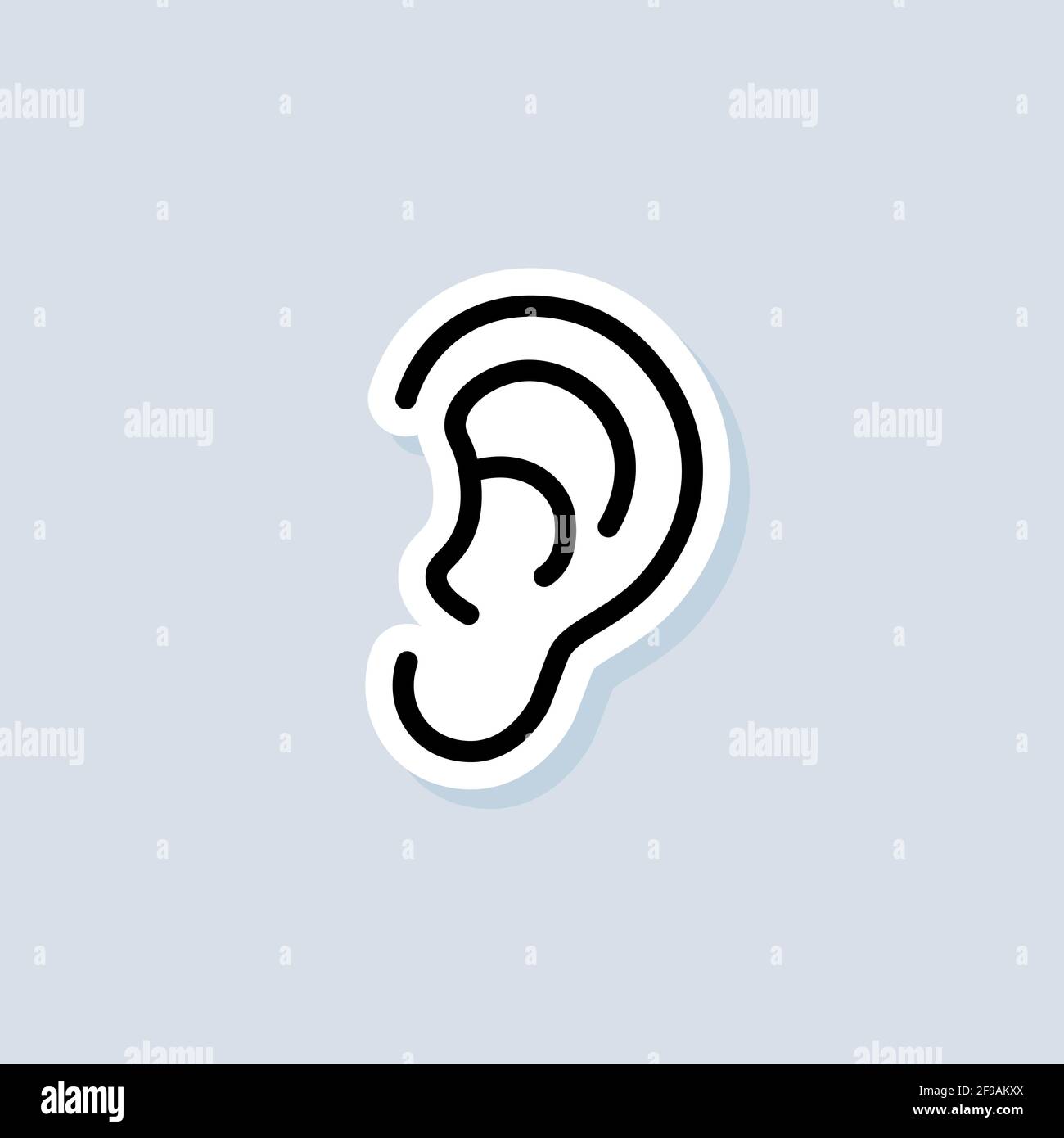 Ear sticker. Hearing logo. Ear, hearing symbol. Vector on isolated ...