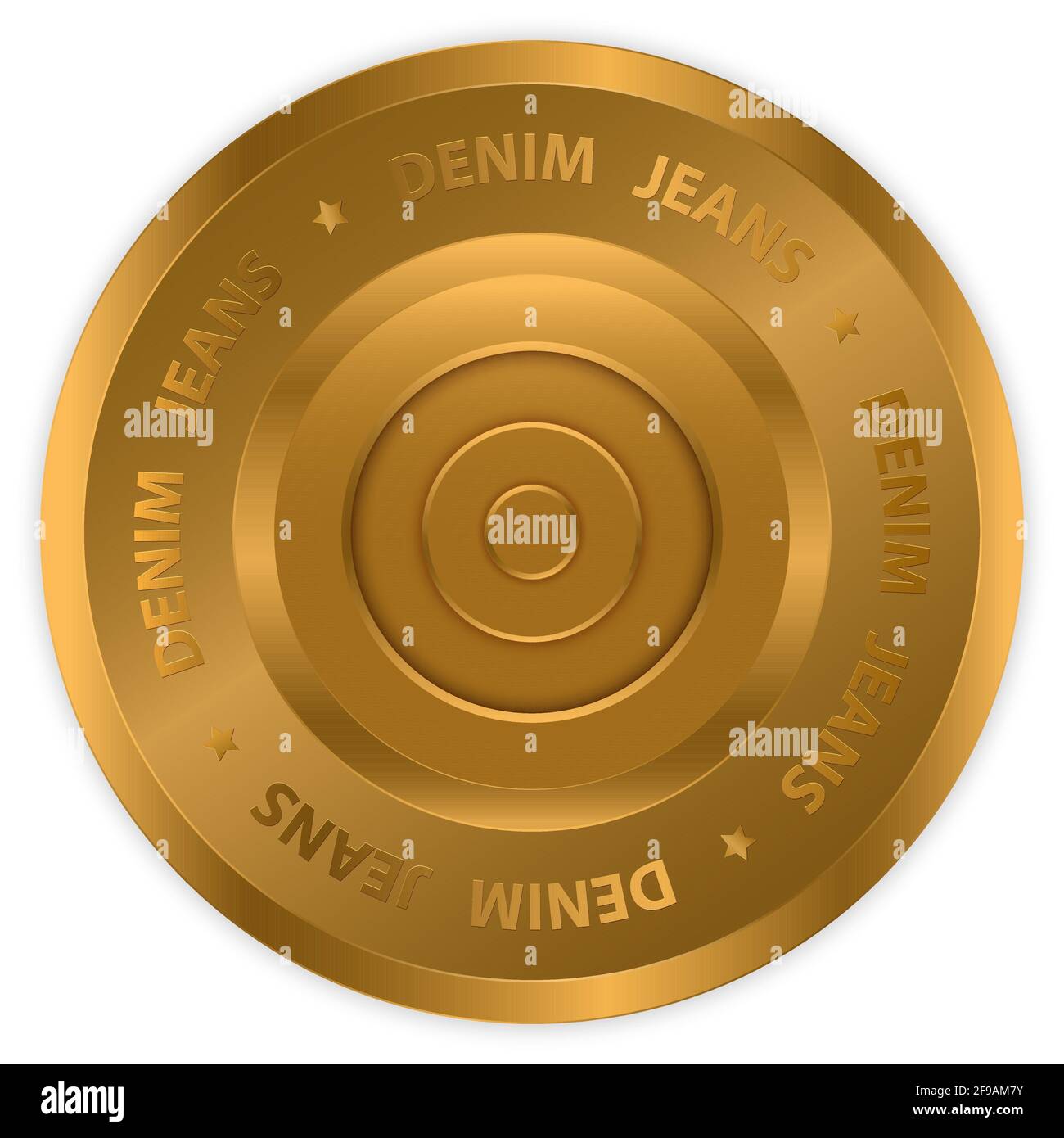 Vector illustration close-up, bronze metal button with inscription ...