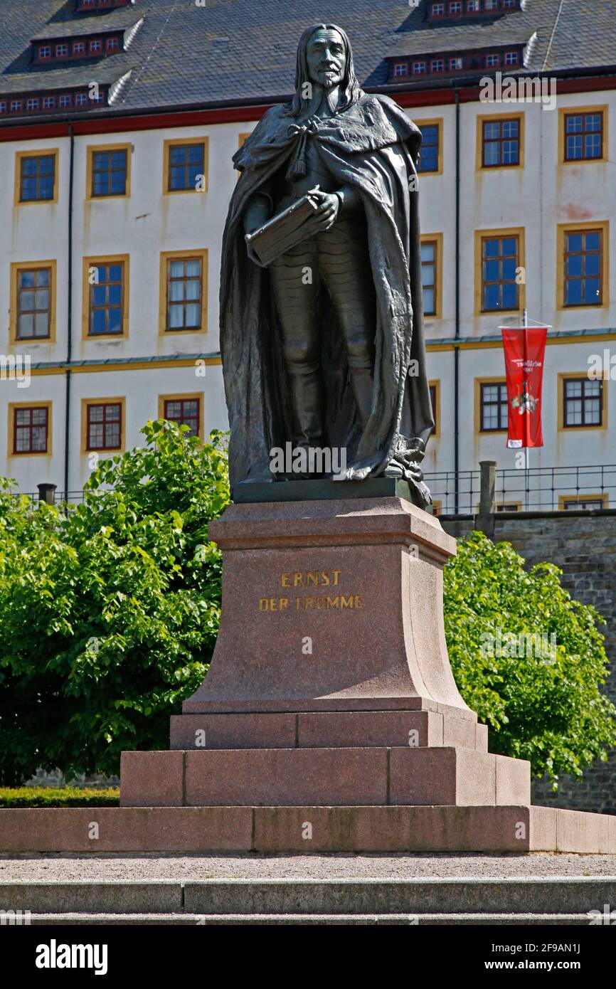 Monument in honor of Duke Ernst the Pious of Saxe-Gotha in front of ...