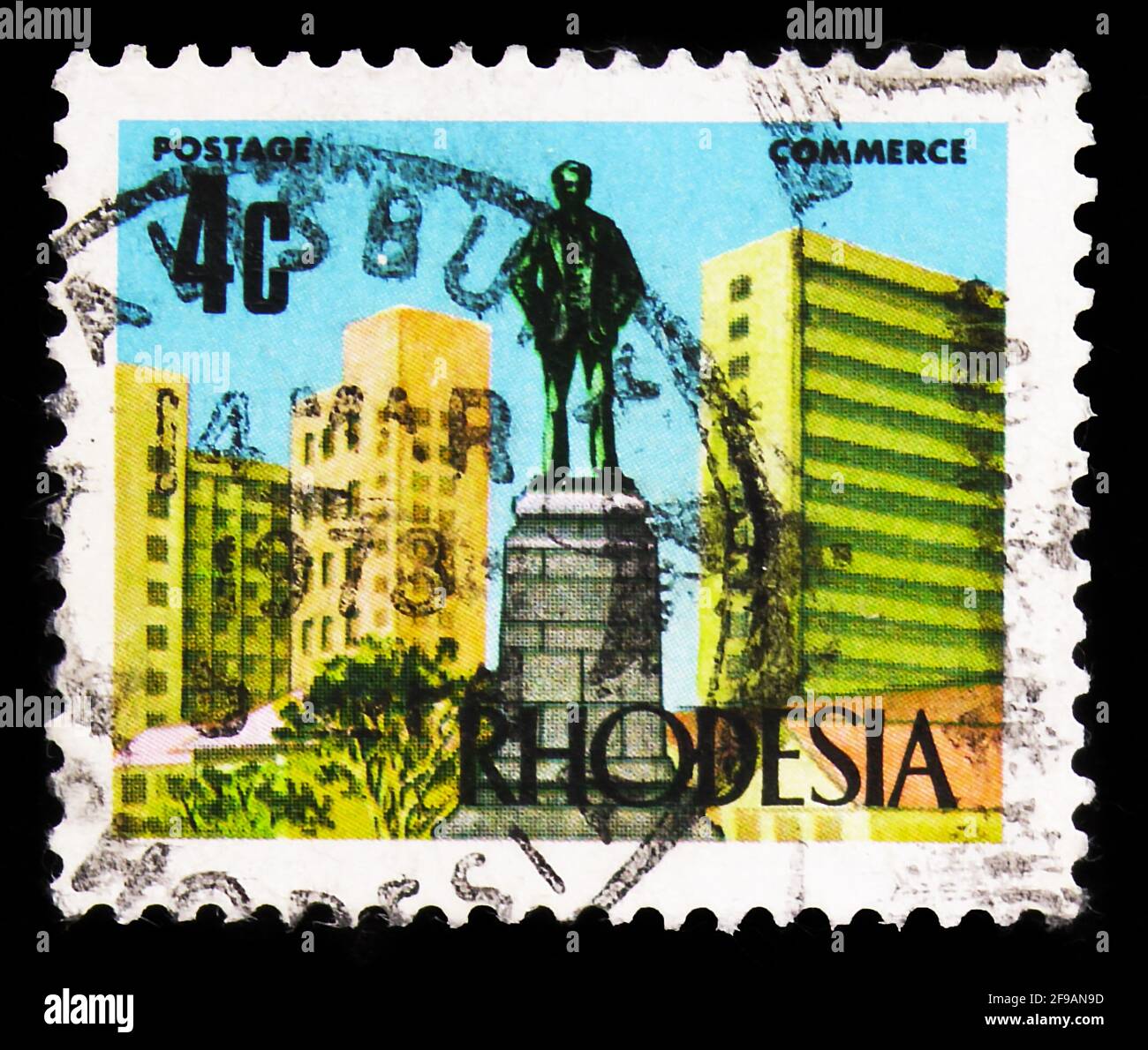 MOSCOW, RUSSIA - SEPTEMBER 22, 2019: Postage stamp printed in Rhodesia ...
